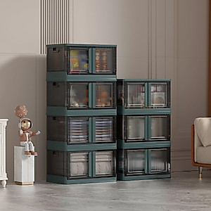 HAIXIN Stackable Storage Bins, 19 Gal Sink Organizer, Collapsible Storage Containers, Storgae Bins with Lids and Wheels, 1 Pack