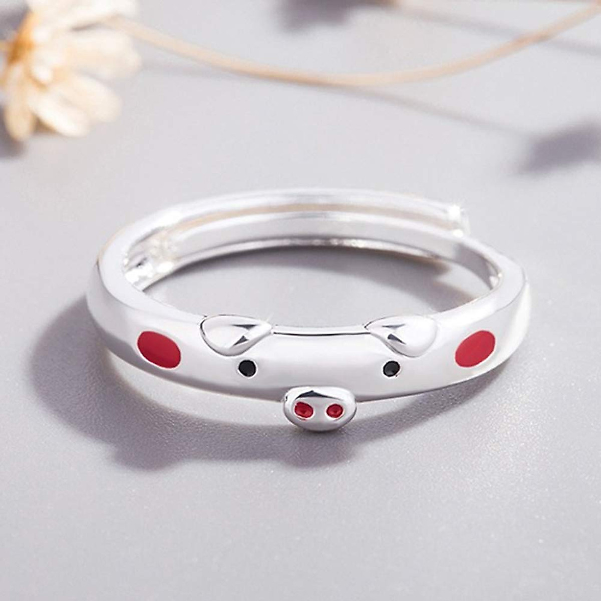 shiYsRL Exquisite Jewelry Ring Love Rings Cute Women Cartoon Pig Piggy Opening End Ring Finger Jewelry Birthday Gift Wedding Band Best Gifts for Love with Valentine's Day - Pink