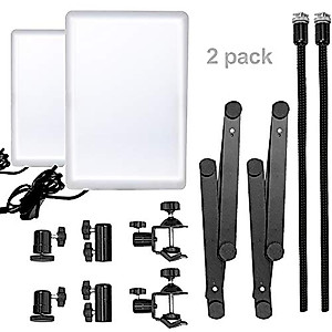 LimoStudio [2 Pack] LED Light Panel with Gooseneck Extension Adapter, Mini Table Top Light Stand, and Mounting Clamp, Photo Video Lighting Kit, Photo Studio, AGG2205