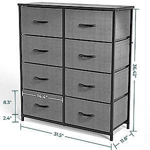 SMUG Dresser, Drawers Dresser for Bedroom Cabinet Organizers Wood Top Table Furniture with 8 Fabric Storage Drawers Chest Tower Unit, Chest of Drawers for Closet, Living Room, Hallway, Porch