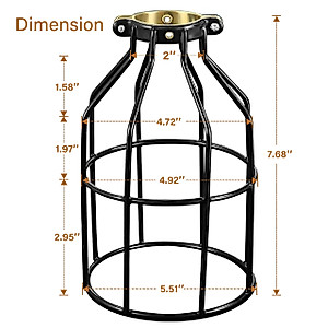 Simple Deluxe 2-Pack Adjustable Industrial Clamp on Metal Bulb Guard Cage for Pendant, Farmhouse Light Fixture, Vintage Lamp Shades and Hanging Lamp, Black