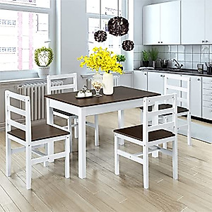 MFCHY 5 Piece Cutlery Set Solid Wood Compact Kitchen Dining Table and 4 Chairs Furniture