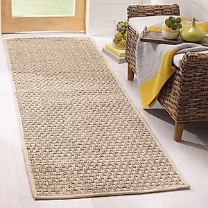 SAFAVIEH Natural Fiber Collection Runner Rug - 2'6" x 12', Natural & Beige, Border Basketweave Seagrass Design, Easy Care, Ideal for High Traffic Areas in Living Room, Bedroom (NF114A)