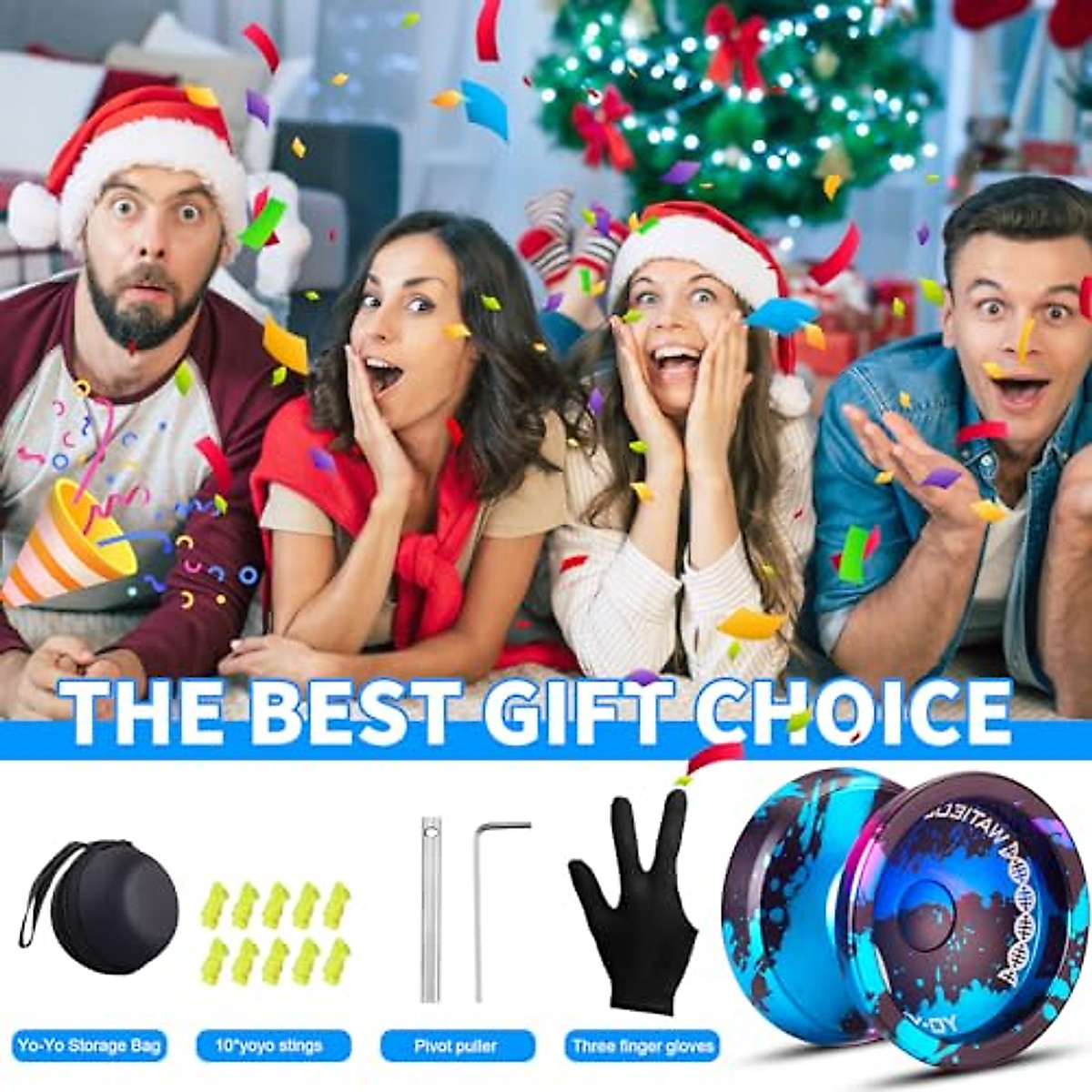 WATIEOBOO yoyo Professional Responsive Yoyo Bearing for Kids 8-12 Beginner Unresponsive Yo yo Bearing for Fingerspin yoyos Tricks with Yoyo Accessories-Dark Blue Pink