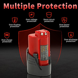 orstaimer 2Packs 4.0Ah 12V M12 Lithium Ion Battery for 12 Volt Max Replacement Battery Compatible with Milwaukee M12 48-11-2420 48-11-2411 48-11-2401 48-11-2402 48-11-2401 Cordless Power Tools