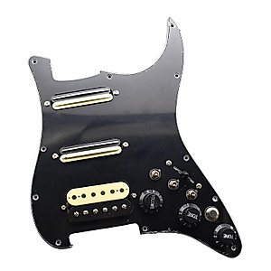 Colaxi Guitar Pickup Replacement Sturdy Easy Installation Loaded Prewired Pickup Pickguard Practical White Durable for Electric Guitar Parts, Black with Switch