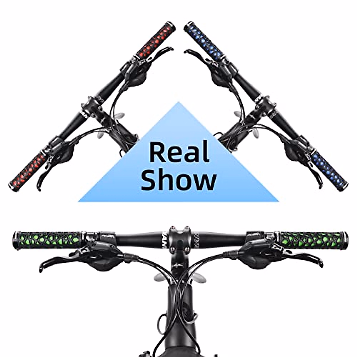 ROCKBROS Bike Handle Grips Non-Slip Bike Grips Double Lock-on Bicycle Handlebar Grips for BMX, MTB, Scooters, Folding Bikes 22.2mm