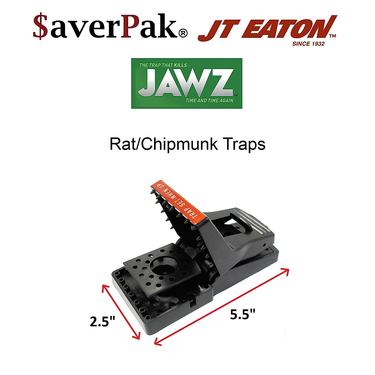 $averPak 4 Pack - Includes 4 JT Eaton Jawz Rat and Chipmunk Traps for use with Solid or Liquid Baits
