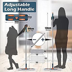 Midyb Microfiber Mops for Floor Cleaning, Floor Dust Mop with 2 Reusable Pads & 20pcs Dry Sweeping Cloths Refills, Wet Dry Mop for Hardwood, Vinyl, Laminate, Tile Cleaning