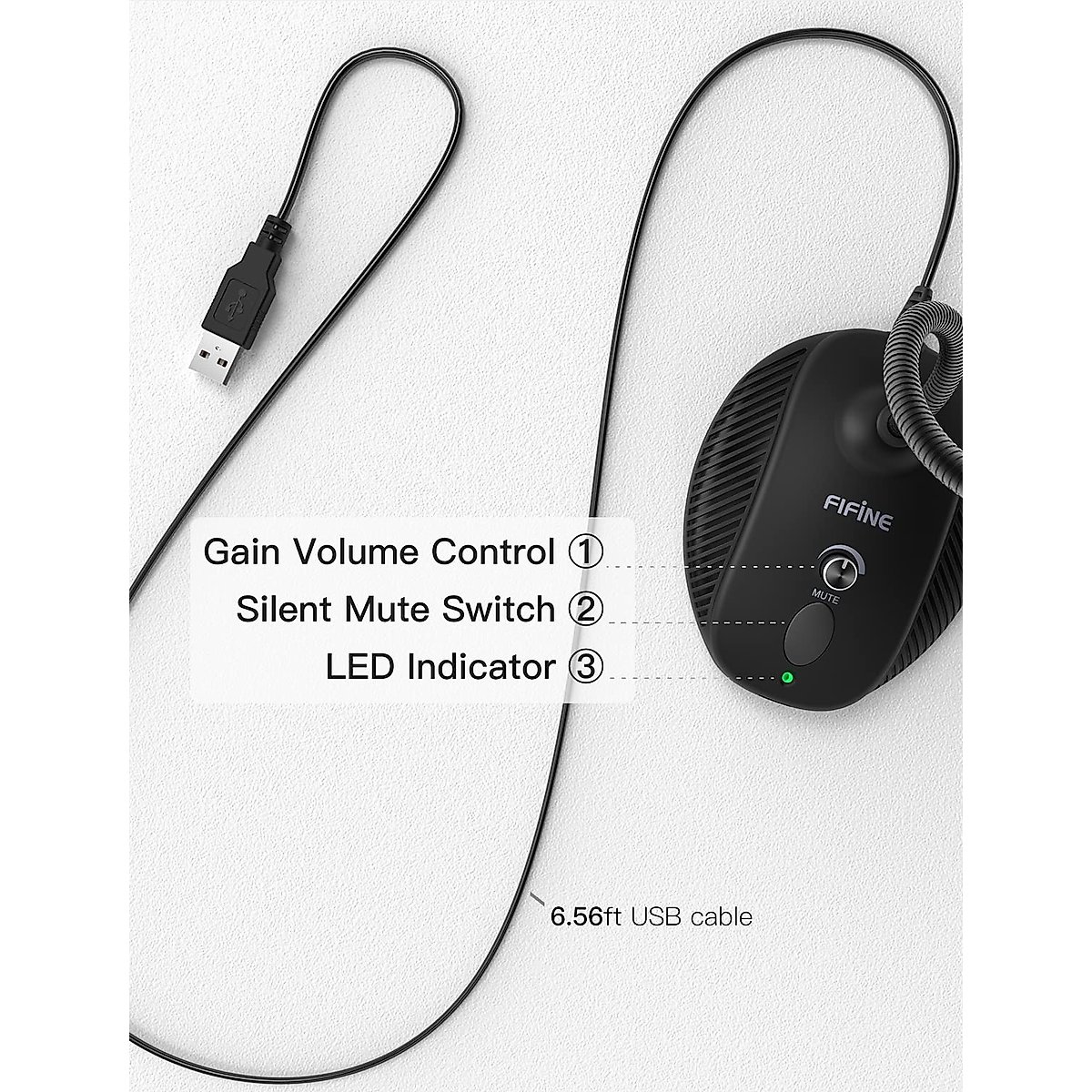 Fifine USB Computer Microphone, Plug &Play Desktop Condenser PC Laptop Mic,Mute Button with LED Indicator, Compatible with Windows/Mac, Ideal for YouTube,Zoom,Recording,Twitch Games(K054)