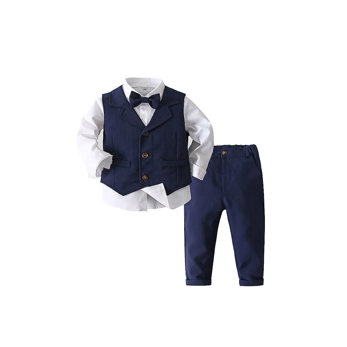 Abolai Baby Boys' 3 Piece Vest Set with Shirt,Vest and Pant Blue 90