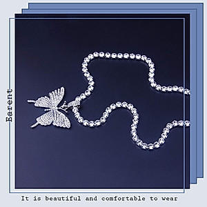 EARENT Rhinestone Butterfly Choker Necklace Crystal Butterfly Pendant Necklaces Chain Sparkly Neck Jewelry for Women (A-Silver)
