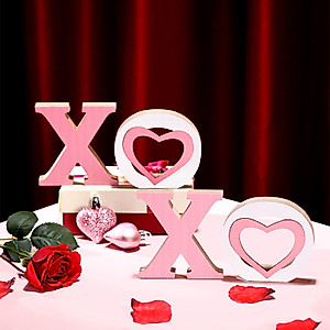 Valentines Day Wood XOXO Decor Wedding Romantic Blocks Supplies Party Home Wall Shelf Table Desk Mantle Mothers Love