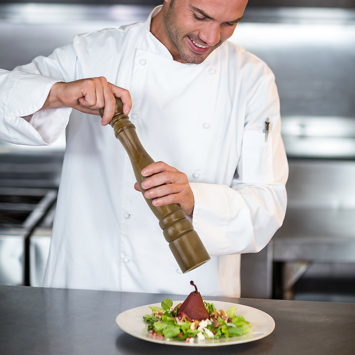 Wooden Pepper Mill - Gourmet Mahogany Salt, Pepper, and Spice Seasoning Grinder in 10.5", 12.5", & 16.5" by Back of House Ltd. (12.5)