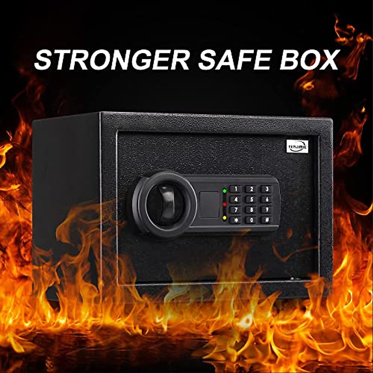 Tenamic Safe Box 0.8 Cuft Fireproof Waterproof Home Safe, Keypad Small Lock Box Cabinet Safes, Solid Alloy Steel Office Hotel Home Mini Safe, Black