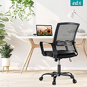 Office Chair Desk Chair Home Office Computer Chair with Wheels Mesh Office Chair with Lumbar Support, Mid Back Ergonomic Office Desk Chair with Armrests Adjustable Work Chairs, Black
