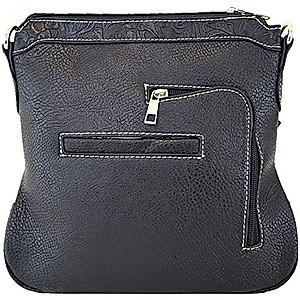 Western Style Butterfly Tooled Leather Women Purse Cross Body Handbag Concealed Carry Single Shoulder Bag (Black)