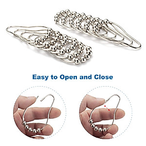 Amazer Shower Curtain Hooks, Decorative Rust Proof Stainless Steel Shower Curtain Hooks for Bathroom Shower Rods Set of 12, Polished Nickel