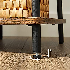 VASAGLE Floor Lamp with Shelves, Standing Reading Lamp with Lamp Shade, for Living Room, Bedroom, Bulb Not Included, Rustic Brown and Black ULFL012B01