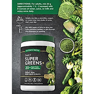 Nature's Truth Super Greens Powder Supplement | Fruit & Vegetables Superfood Blend | Vegan, Non-GMO & Gluten Free Juice & Smoothie Mix | 9.88 oz