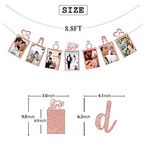 He Asked She Said Yes Banner, Engagement Banner and Photo Banner with Precious Memories, She Said Yes Decorations, Engagement Decorations, Engaged/wedding Party Decorations Rose Gold Glitter