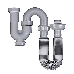 46 Inch Flexible Drainage Pipe Universal Kitchen Sink Drain Pipe Kit Tube S Trap, Bathroom Plumbing P Trap Tubing