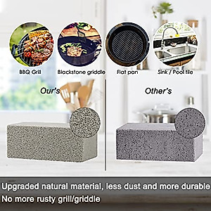 MOWOT Blackstone Griddle Cleaning Brick Block Heavy Duty Grill Cleaning Stone Bricks Non Scratch Flat Top Seasoning Stone Griddle Scrubber Cleaner Remove Greases Stains Residue -3 Pack with Handle