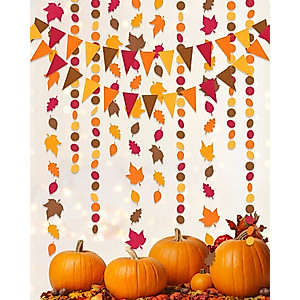 Autumn Leaf Pennant Banner for Thanksgiving Decorations, Thanks Giving Celebration Hanging Décor Backdrop Garland, Fall Harvest Theme Birhday Baby Shower Wedding Party Supplies, SONGTIY