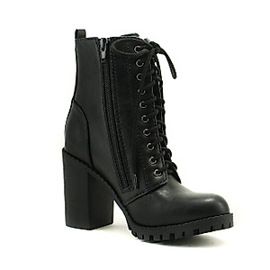 Soda Women's Malia Combat Boot (Black*, numeric_7.5)