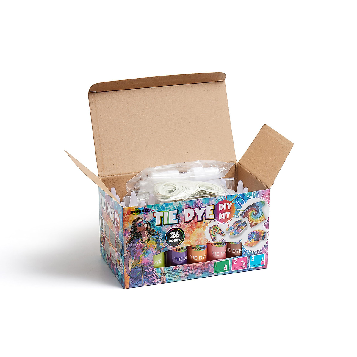 Mosaiz Tie Dye Kit of 26 Colors, Spray Tie Dye for Creative Activities and DIY for Kids and Adults, Fabric Dyeing Set, Fun Summer Activity Outdoor