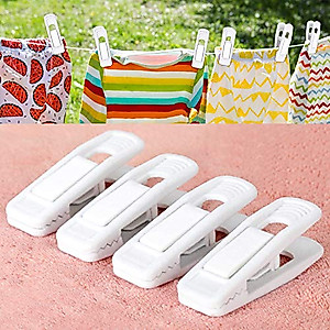 ODILCO White 26pc Velvet Hanger Clips, Pants Velvet Clips, Flocked Clothes Hanger Velvet Finger Grip Clips for Thin Hangers