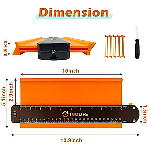 Contour Gauge Profile Tool 10inch, Gifts for Men Dad Husband Grandpa, Flooring Tools for Woodworking, Construction, Carpentry, Anniversary Birthday ideas for Him, Shape Duplicator Cool Gadgets