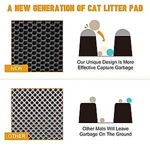 Cat Litter Mat Trapping Litter Box With Handles Honeycomb Double Layer Design - Super Size,Kitty Box Litter Mats for Floor Non-Slip Waterproof Urine Proof Easy Clean Scatter Control,22.5"x 29.6"