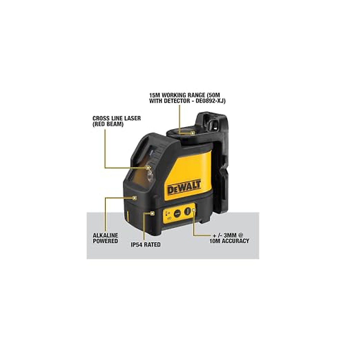 DEWALT Line Laser, Self-Leveling, Cross Line, Red Beam (DW088K)
