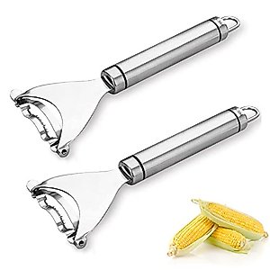 2PCS Corn Planer Cutter Thresher Peeler, Corn Thresher Cob Stripper Tool ,Premium Stainless Steel Corn Thresher Cob Remover tool with Ergonomic Handle