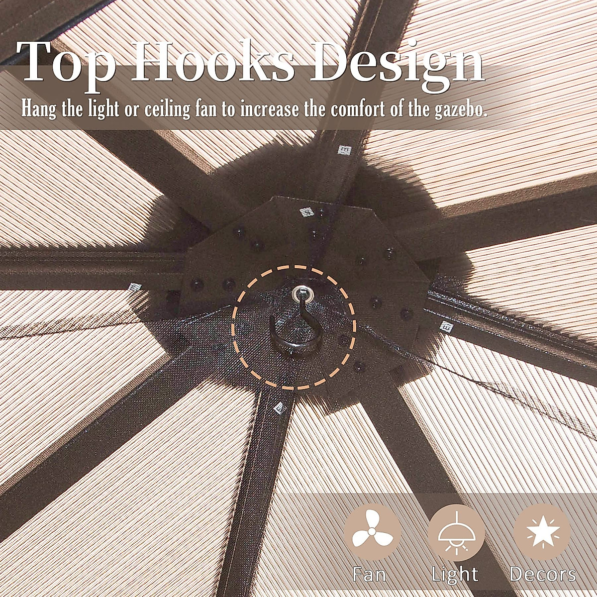 Domi Outdoor Living 12’ x 12’ Hardtop Gazebo, Outdoor Aluminum Frame Canopy with Polycarbonate Double Roof, Outdoor Permanent Metal Pavilion with Curtains and Netting for Patio, Backyard and Lawn