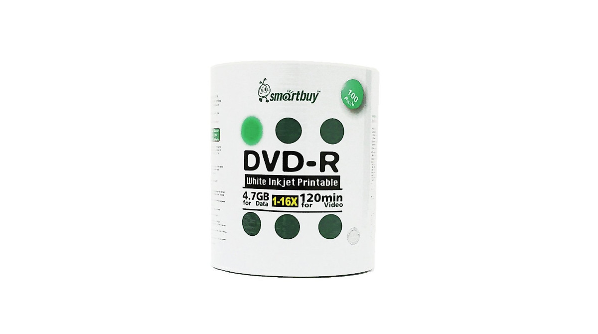 Smartbuy 100-Disc 4.7GB Printable DVD-R for Data Storage