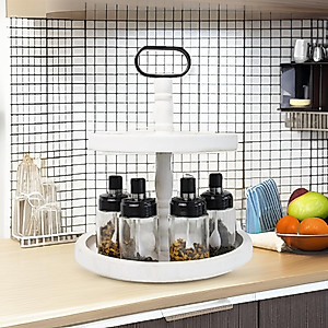 TNQNCFL Rustic 2 Tiered Tray Decor, Coffee Color, Wooden Material, Round Shape