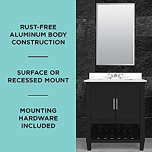 Zenith Aluminum Beveled Mirror Medicine Cabinet, 15 x 26 Inches, Frameless