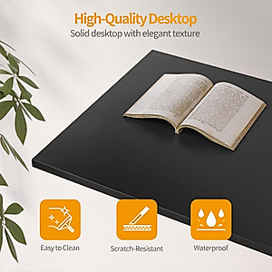 CubiCubi Computer Desk with Drawers, 47 Inch Reversible Office Desk with Monitor Stand and Storage Shelves, Work Writing Study Desk Table for Home, Black