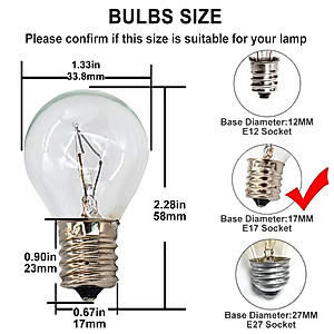 6 Pack S11 E17 Base 25 Watt Bulbs for Lava Lamps,Replacement Bulbs for Lava Lamps,Glitter Lamps