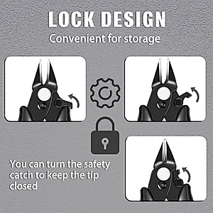 3 Packs 3.5 Inch Micro Cutter with Lock Flush Cutter Mini Wire Cutters Side Cutters Diagonal Cutting Pliers Small Flush Cut Pliers Jewelers Tools Soft Wire Snips Nippers for Electronic, Model, Black