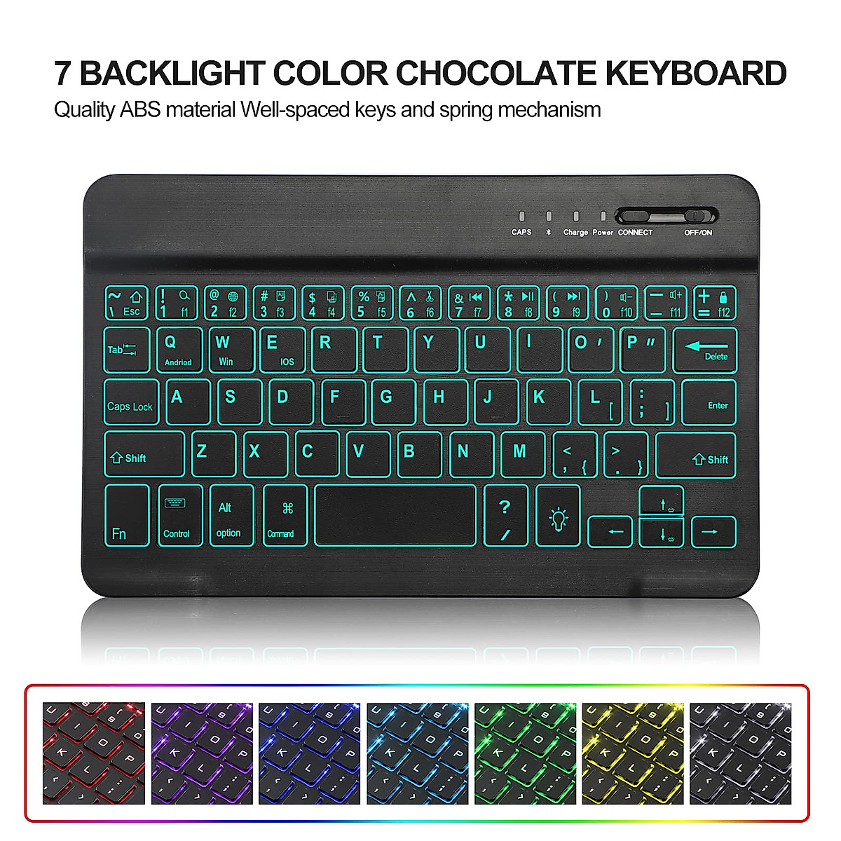BORIYUAN iPad Mini 7th Gen 2024 (A17 Pro) & iPad Mini 6 Keyboard Case 2021, Detachable Wireless Keyboard, 7 Color Backlit, Slim Folio Cover with Pencil Holder for iPad Mini 7th/6th Gen 8.3 inch Black