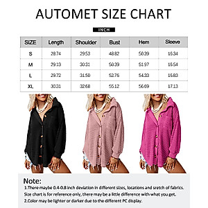 AUTOMET Womens Fall Cothes 2025 Fashion Country Concert Outfits Waffle Knit Shackets Corduroy Jackets Button Down Shirts Tops ArmyGreen L