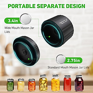 Electric Mason Jar Vacuum Sealer - Vacuum Sealer Kit with Can Opener, Regular & Wide Mouth Mason Jar Lids - Mason Jar Canning Vacuum Sealer for Food Storage - Black