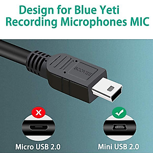 SCOVEE Replacement USB Cable Power Cord for Blue Yeti Recording Microphones MIC,Blue Yeti Pro USB Microphone,USB Microphone,Blue Snowball iCE USB Mic