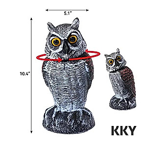 KKY Fake Owl Sculpture Latest 2pc, Revolving Head Plastic Owl for Outdoor Garden.