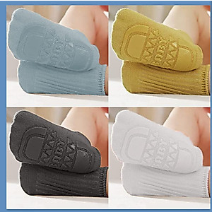 Looching 6 Pairs Toddler Baby Girls Boys Non Slip Floor Ankle Socks with Grips Cotton Low Cut Socks for Infants Newborn Kids
