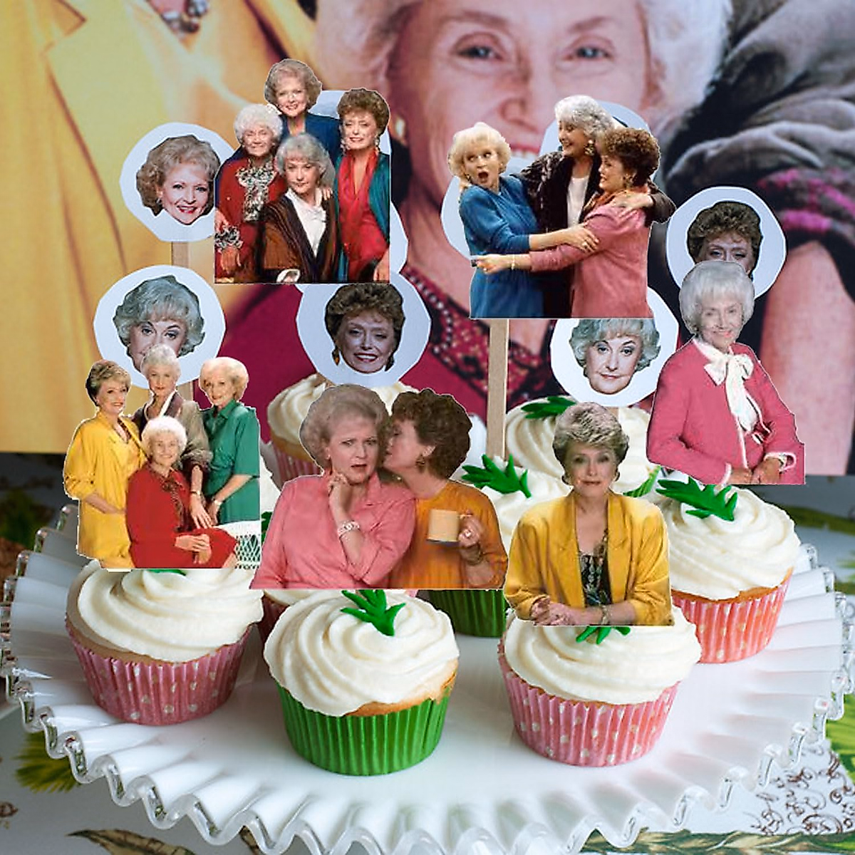 OUDINI The Golden Girls birthday party supplies,Golden Girls including cake topper, cupcake toppers, Banner, Latex Balloons,It is very suitable for Women and girl birthday party supplies., Blue
