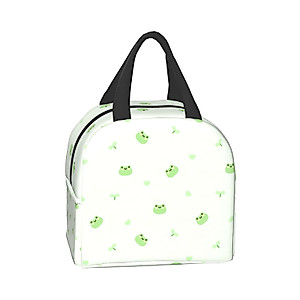 carati Insulated Lunch Bag for Women, Cooler Tote Reusable Lunch Box Container For Work Office Picnic Little Green Frog Cute